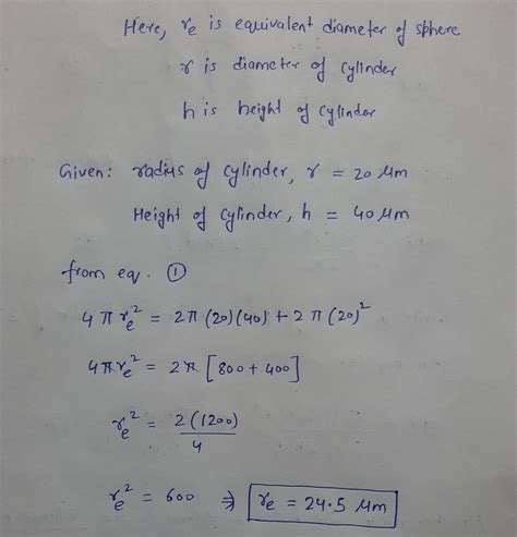 Solved Problem 2 Equivalent Sphere Of Equal Surface Area Determine The Course Hero