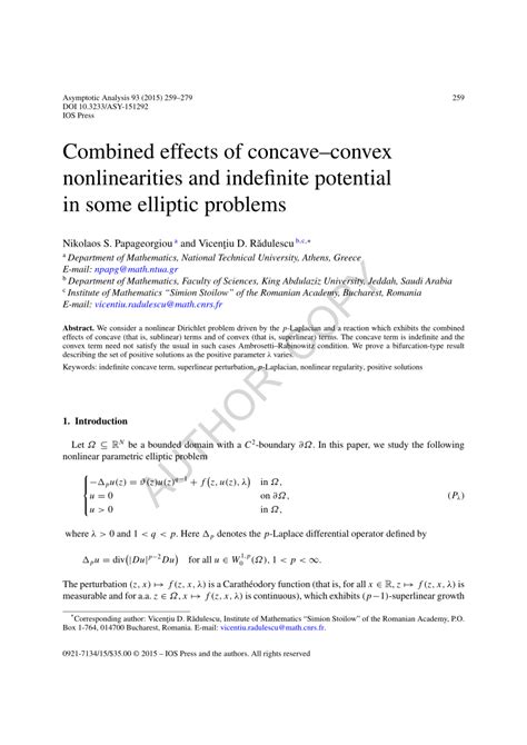 PDF Combined Effects Of Concaveconvex Nonlinearities And Indefinite Potential In Some