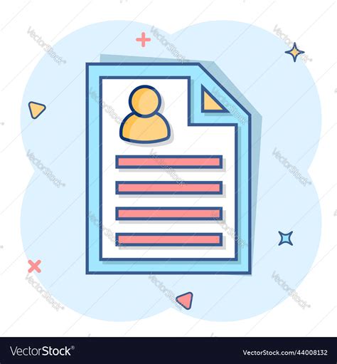 Resume Icon In Comic Style Contract Document Vector Image