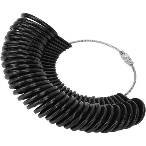Ring Sizer Wear Resistant Finger Size Gauge Portable Plastic Metal For Ring Customization Black