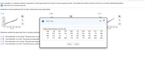 solved use a calculator or computer software to generate a
