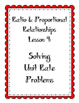 Ratios Lesson Solve Unit Rate Problems Includes Unit Price Constant Speed