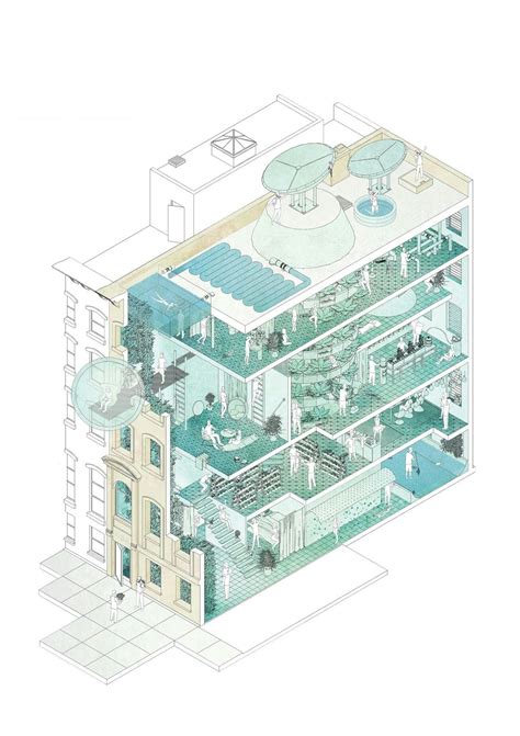 Isometric Section Presentation Mimarlık Posteri Mimari Sunum Mimari Tasarım