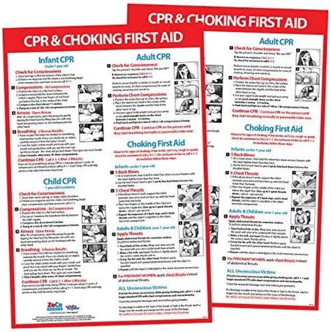 CPR and Choking Posters (2 Pack) for Infant, Child, Adult - Laminated, 12 x 18 in. - CPR ...