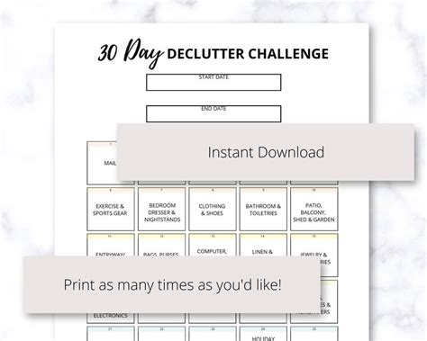 30 Day Declutter Challenge Printable Declutter Tracker Checklist Guide To Decluttering Your Home