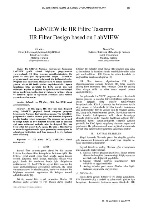 Pdf Iir Filter Design Based On Labview