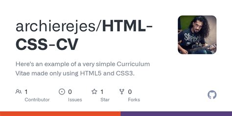 GitHub Archierejes HTML CSS CV Here S An Example Of A Very Simple Curriculum Vitae Made Only