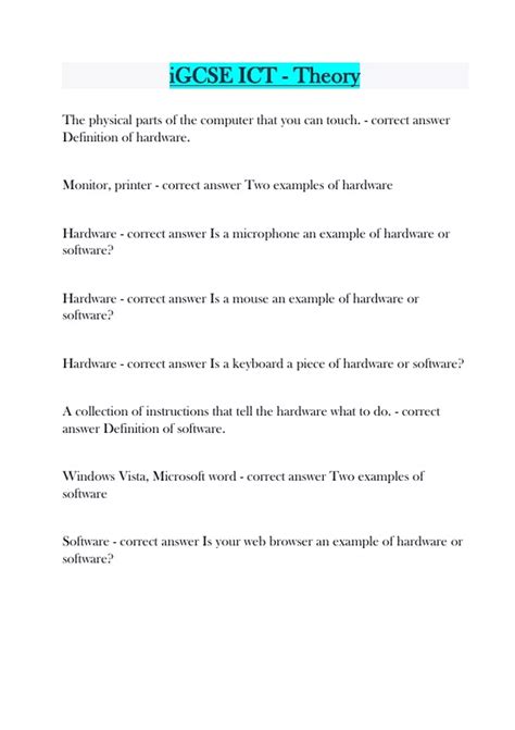 Igcse Ict Theory Question And Answers Latest Update Ict 0417 Stuvia Us