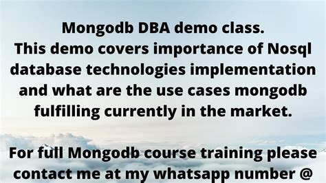 Mongodb DBA Demo Class YouTube