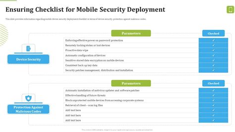 Mdm Strategies At Office Ensuring Checklist For Mobile Security