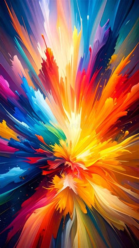 Vibrant Explosion Of Colors Abstract Design With Dynamic Bright Background Stock Illustration