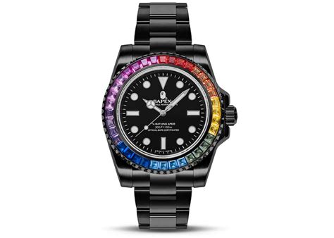 Bape Type 1 Bapex Crystal Stone Watch Black Ss23 Us