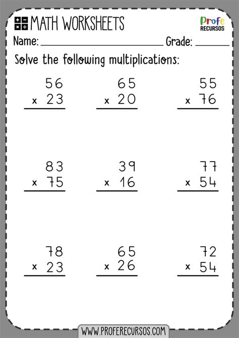 Worksheet Multiplication 3 Digit By 2 Digit