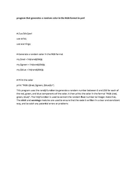 Perl Rgb Program To Create A Random Color Generation From Rgb Colors Using Perl Program That