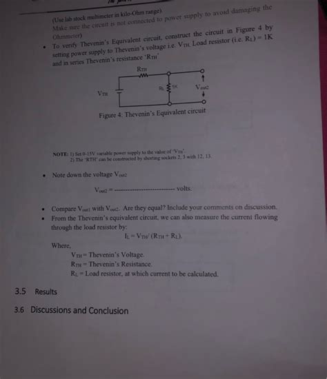 Solved 3 EXPERIMENT 3 Thevenin S Theorem 3 1 Aim To Verify Chegg Com