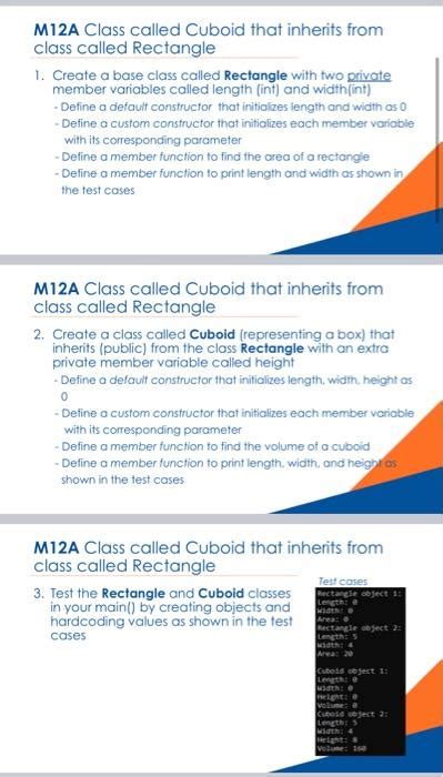 solved m12a class called cuboid that inherits from class