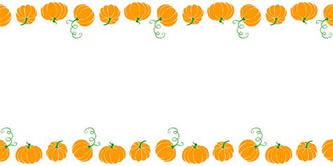 배경 플랫 스타일의 오렌지 호박으로 만든 프레임 수평 상단 및 하단 테두리 테두리 계절 디자인 장식 추수 감사절 테마 및 할로윈