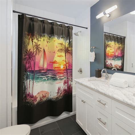 Etsy Home Decor Beach Sunset Shower Curtain For Bathroom Craigshirt