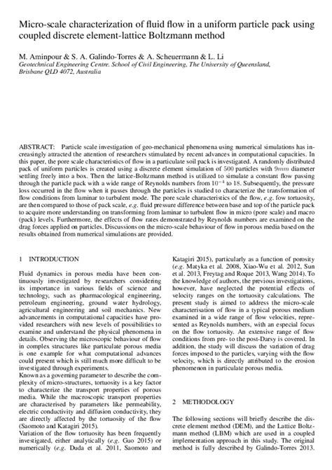 Pdf Micro Scale Characterization Of Fluid Flow In A Uniform Particle