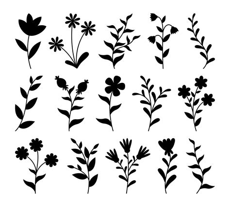 Set Of Floral Elements Flower Collection With Leaves 22818318 Vector
