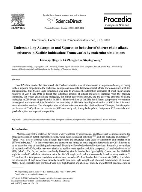 Solution Understanding Adsorption And Separation Behavior Of Shorter Chain Alkane Mixtures In
