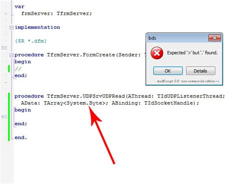 Parsing Delphi Xe Ide Code Parser Error Expected But Found Stack Overflow