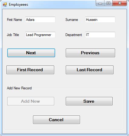 Visual C Net Adding Records To The Database