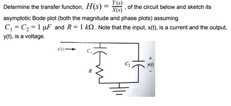 Solved Ys Determine The Transfer Function Hs Of The Circuit Below
