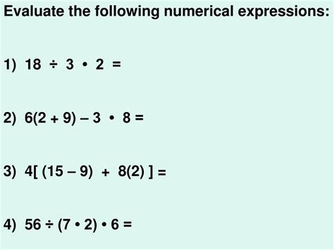 PPT Math Expressions Order Of Operations Evaluate Numerical Phrases PowerPoint