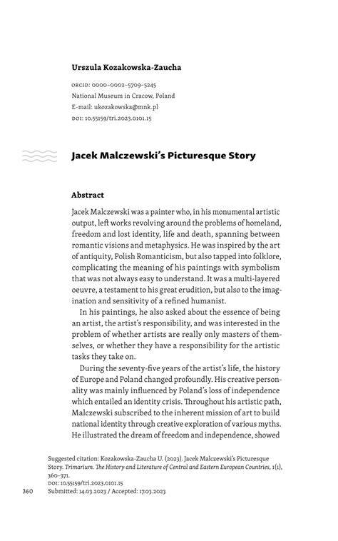 Pdf Jacek Malczewskis Picturesque Story