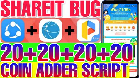 Shareit Bug Unlimited Coin Adder Script 202020 Rupees Unlimited