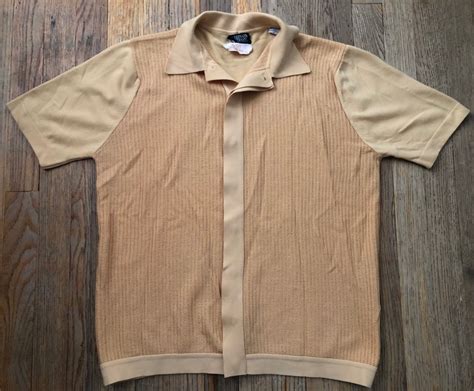 Vintage 1960s Leonardo Strassi Italian Style Ban Lon Textured Knit Button Front Short Sleeve