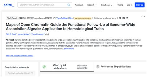 Citation Report Maps Of Open Chromatin Guide The Functional Follow Up