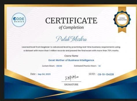Successfully Completed An Excel Course By Codebasics As A Job Seeker For Data Analyst Role