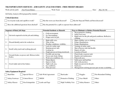 Jsa Sheet Template