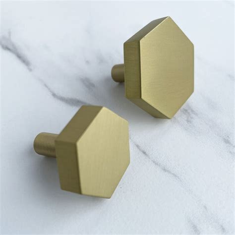 Sundsvall Solid Brass Hexagon Knobs Hardware For Cabinets
