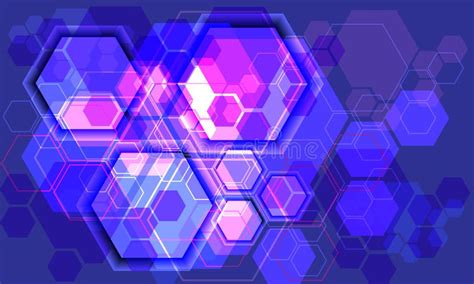 Abstract Technology Blue Purple Hexagon Geometric Overlap Futuristic Design Creative Ultramodern