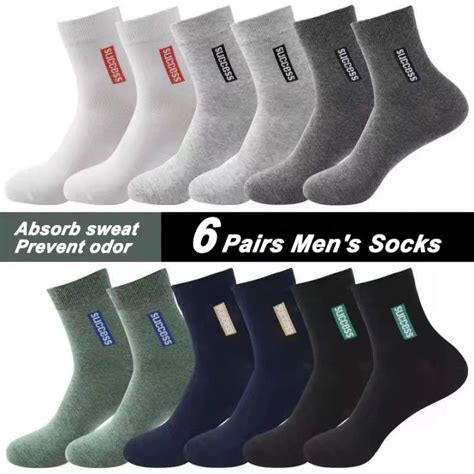 Sandmdm 6 Pairs Mens Anti Odor Sweat Absorbing Stockings Mid Tube