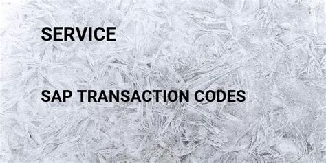Service Tcode In SAP Transaction Codes List