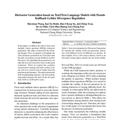 Distractor Generation Based On Text2text Language Models With Pseudo