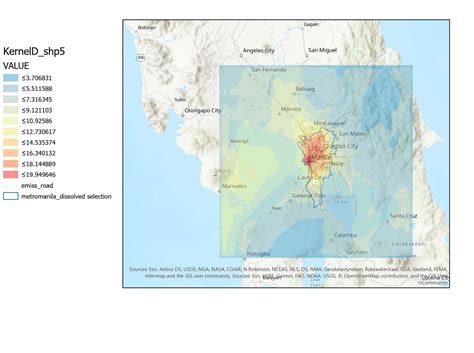Arcgis Desktop Interpret A Kernel Density Map For Pollutants