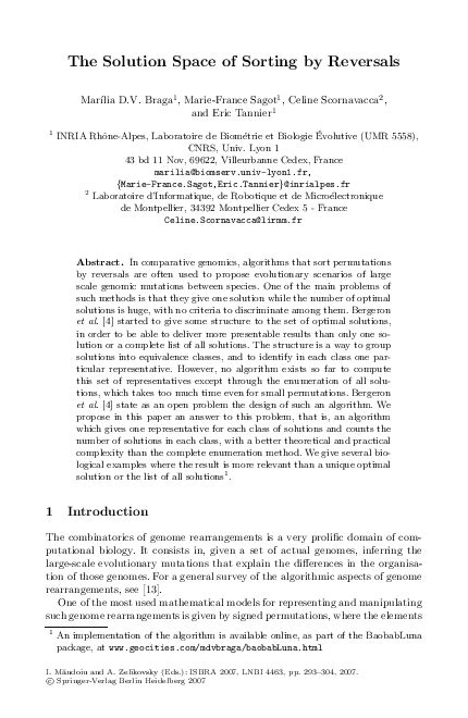 Pdf The Solution Space Of Sorting By Reversals Marilia Braga