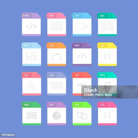 파일 형식 플랫 아이콘 설정합니다 벡터 일러스트 레이 션 Java 프로그래밍 언어에 대한 스톡 벡터 아트 및 기타 이미지 Java 프로그래밍 언어 Mp3 플레이어