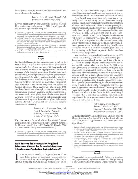 Pdf Risk Factors For Community Acquired Infections Caused By Extended