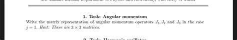 Solved Task Angular Momentum Write The Matrix Chegg