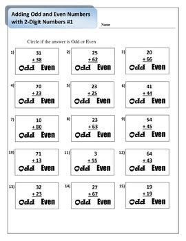 OA Adding Odd And Even Numbers By Lauren Ross TpT