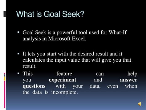 Goal Seek Ppt Download