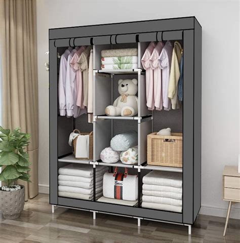 Каркасна тканинна шафа для одягу Hcx Storage Wardrobe 88130 на 3 секції Сірий Tktk Id