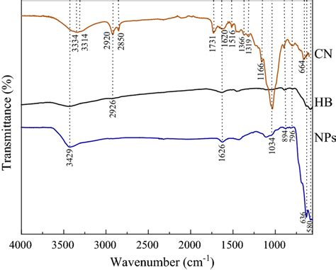 ftir spectra for nps cn and hb material download scientific diagram