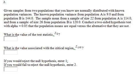 Solved Given Observations From Two Normally Distributed